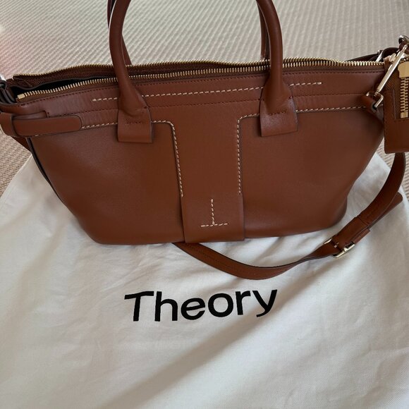 Theory | Bags | Theory Tbar Leather Bag In Cognac Used Once | Poshmark